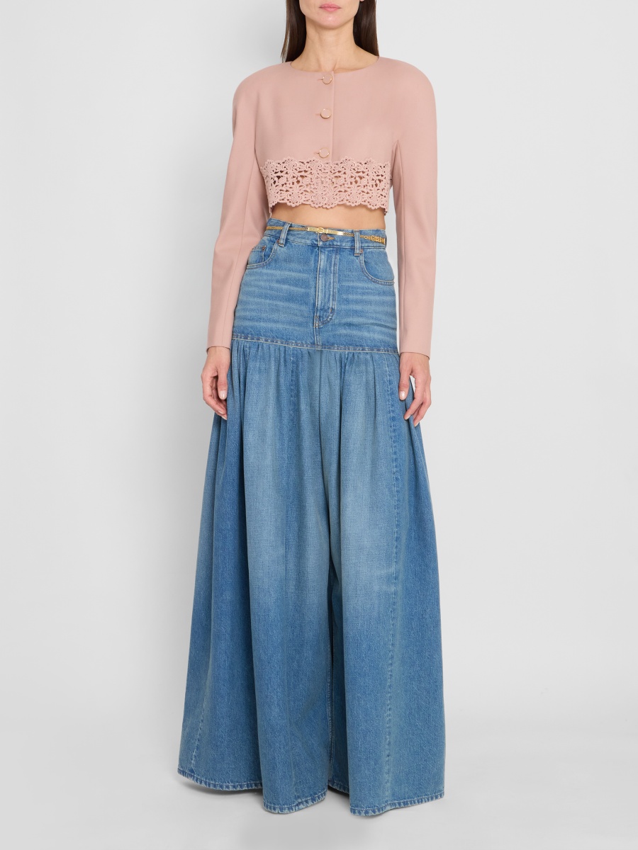 CHLOÉ guipure lace & wool crop sweater
